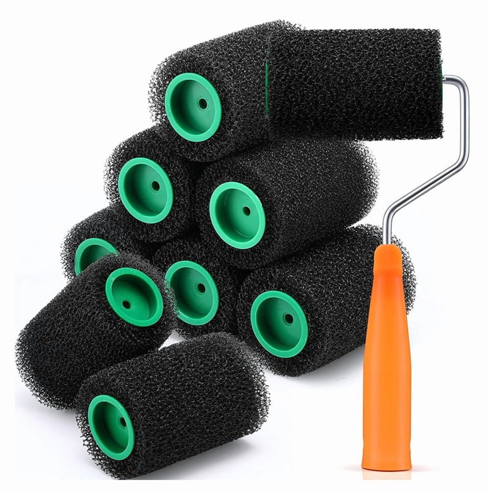 9 Pcs Textured Paint Roller Kit, 4 Inch Bed Liner Covers with Frame for ...