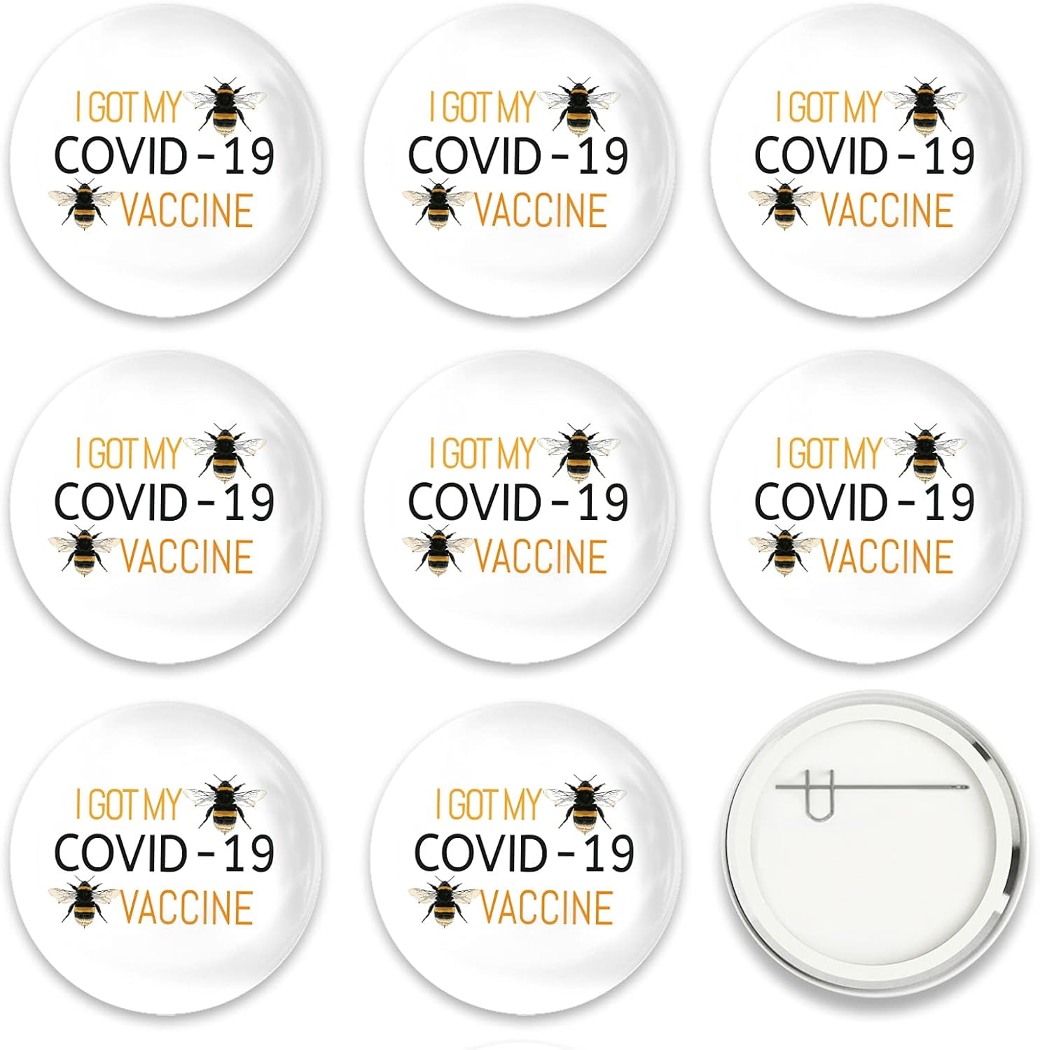 9 Pcs Vaccine Button Pins I Got Vaccinated Bee Pattern For Men's/Women ...