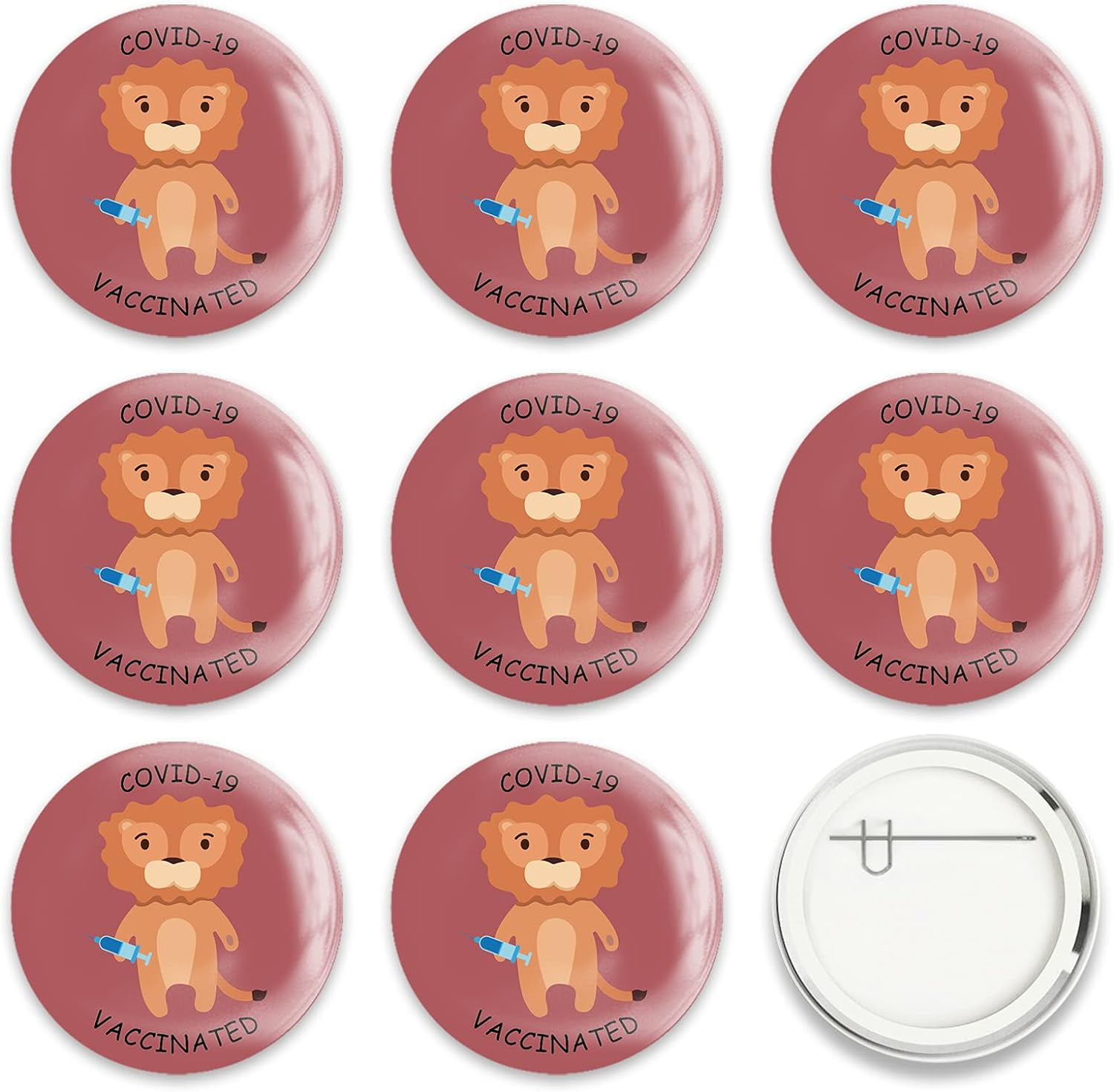 9 Pcs Vaccine Button Pins I Got Vaccinated Covid-19 Buttons Lion ...