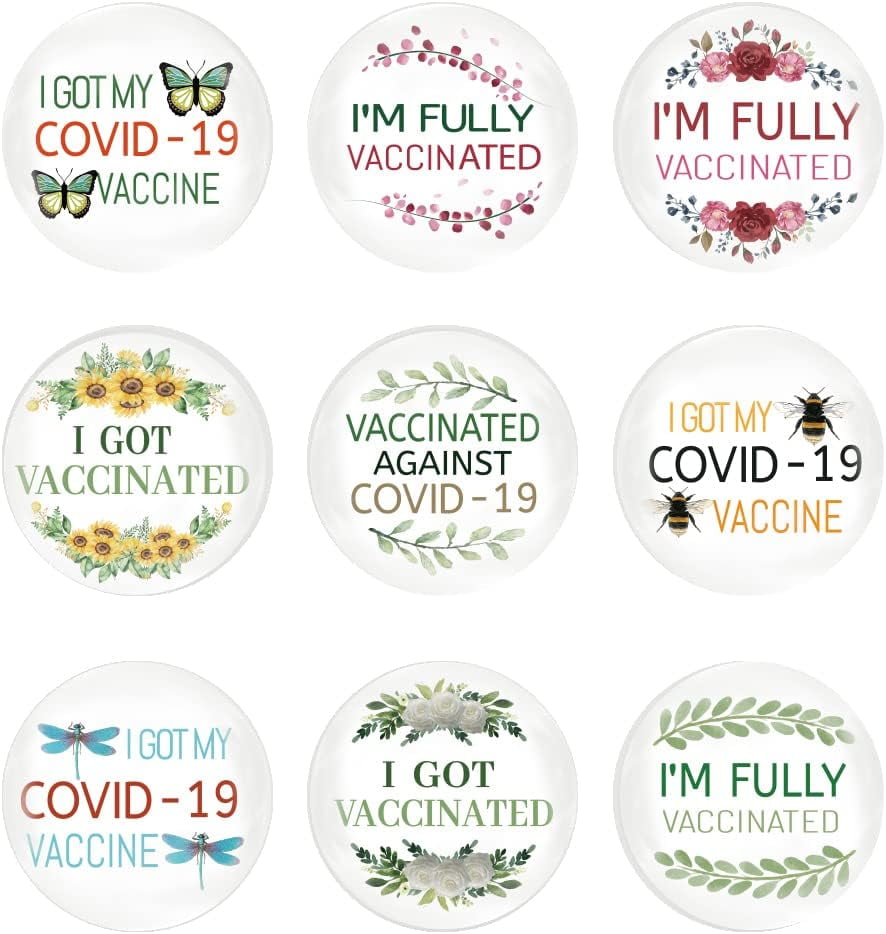 9 Pcs Vaccine Button Pins I Got Vaccinated Nature Mix Pattern For Men's ...