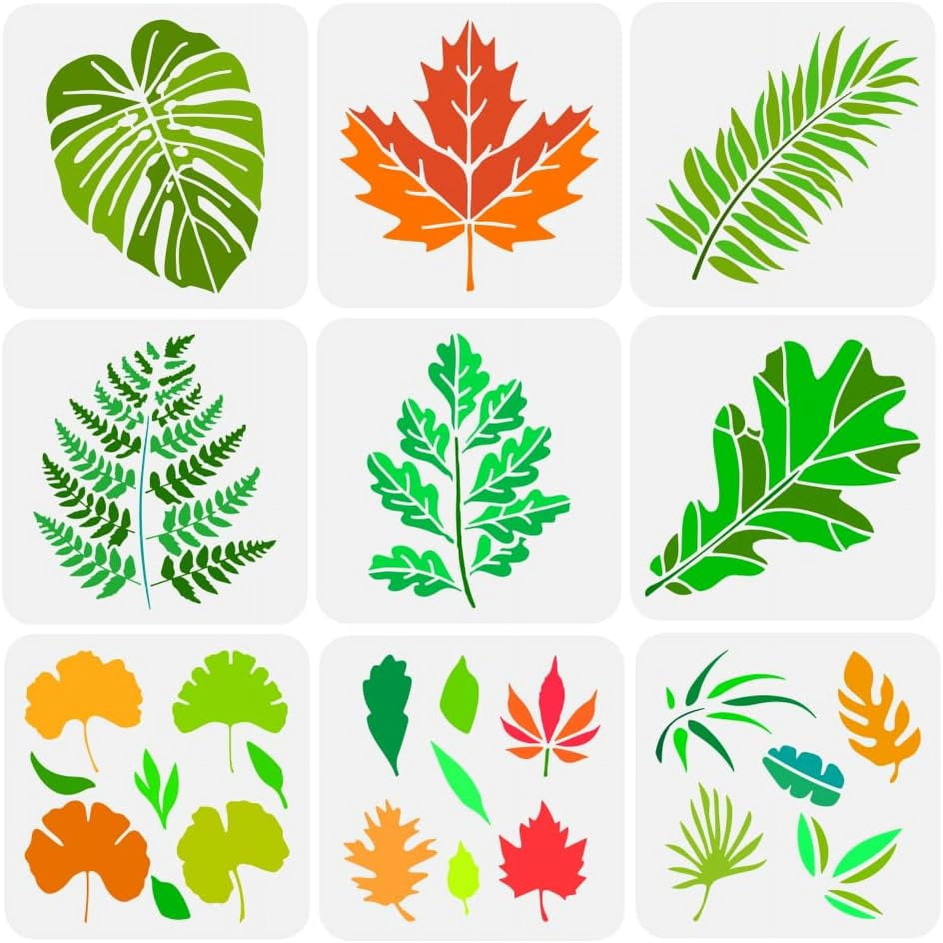 9 Pcs Various Leaf Drawing Stencil 7.87x7.87inch Monstera Leaf Maple ...