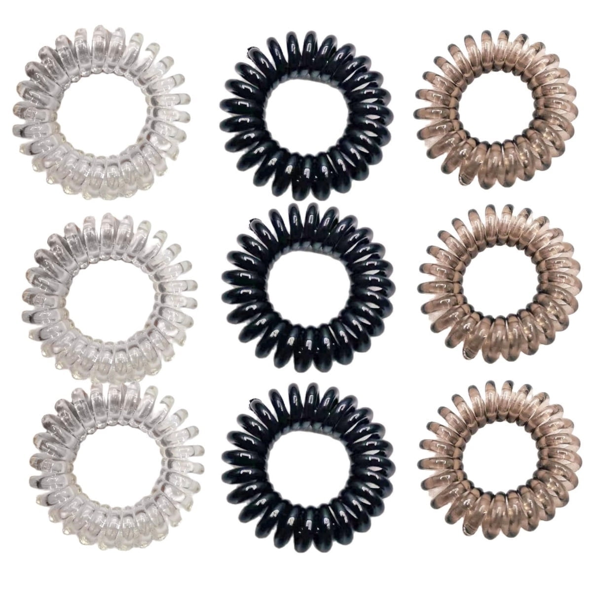 9 Pcs Waterproof Coil Hair Bands,Plastic Elastic Coil Hair Bands,Coil ...