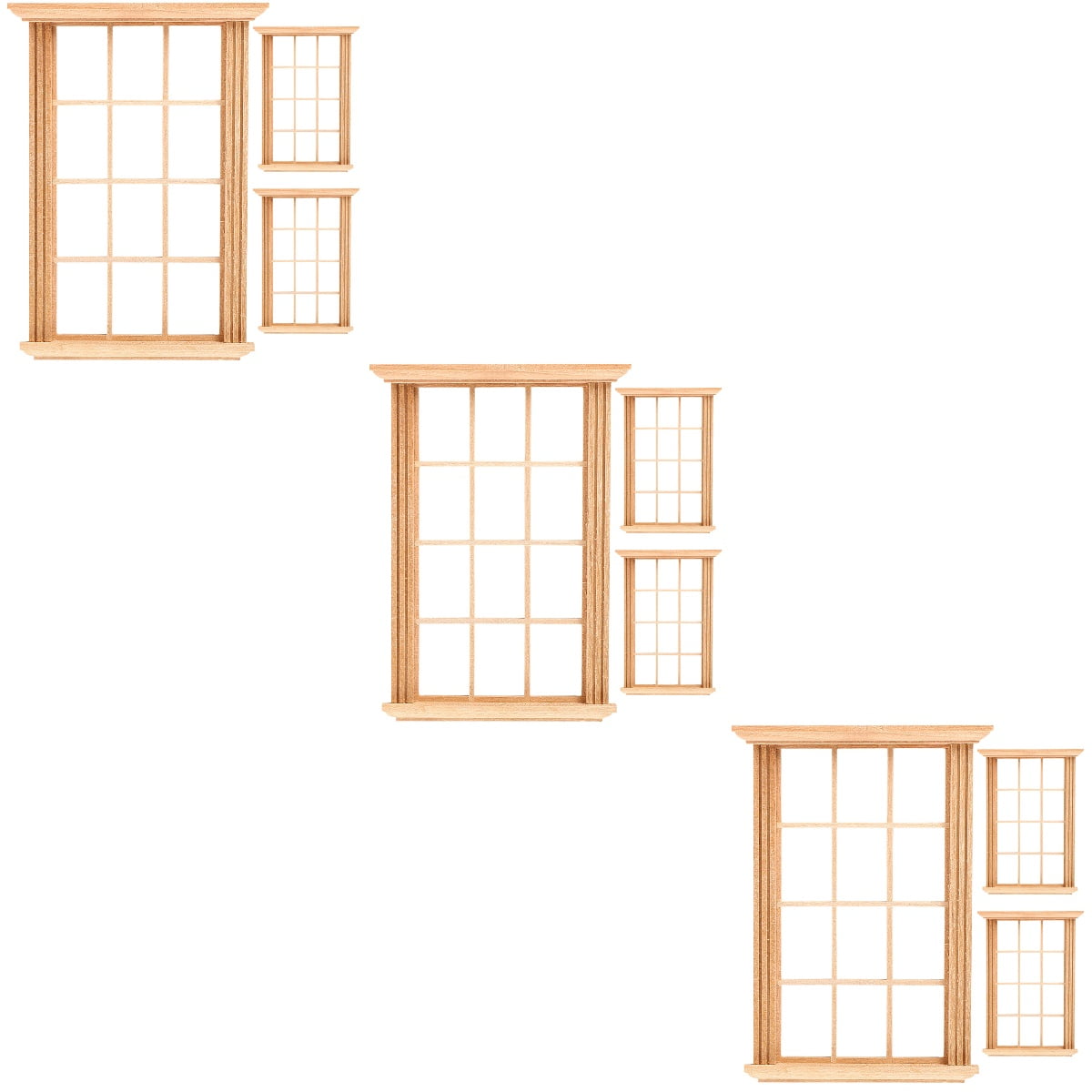 9 Pcs Window Frame Model Furniture Decor Doll House Miniatures Garden ...
