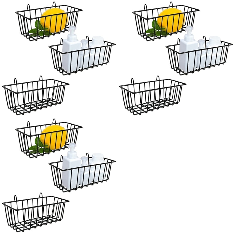 9 Pcs Wire Baskets,Wall Grid Panel Hanging Wire Basket,Wall Storage and ...