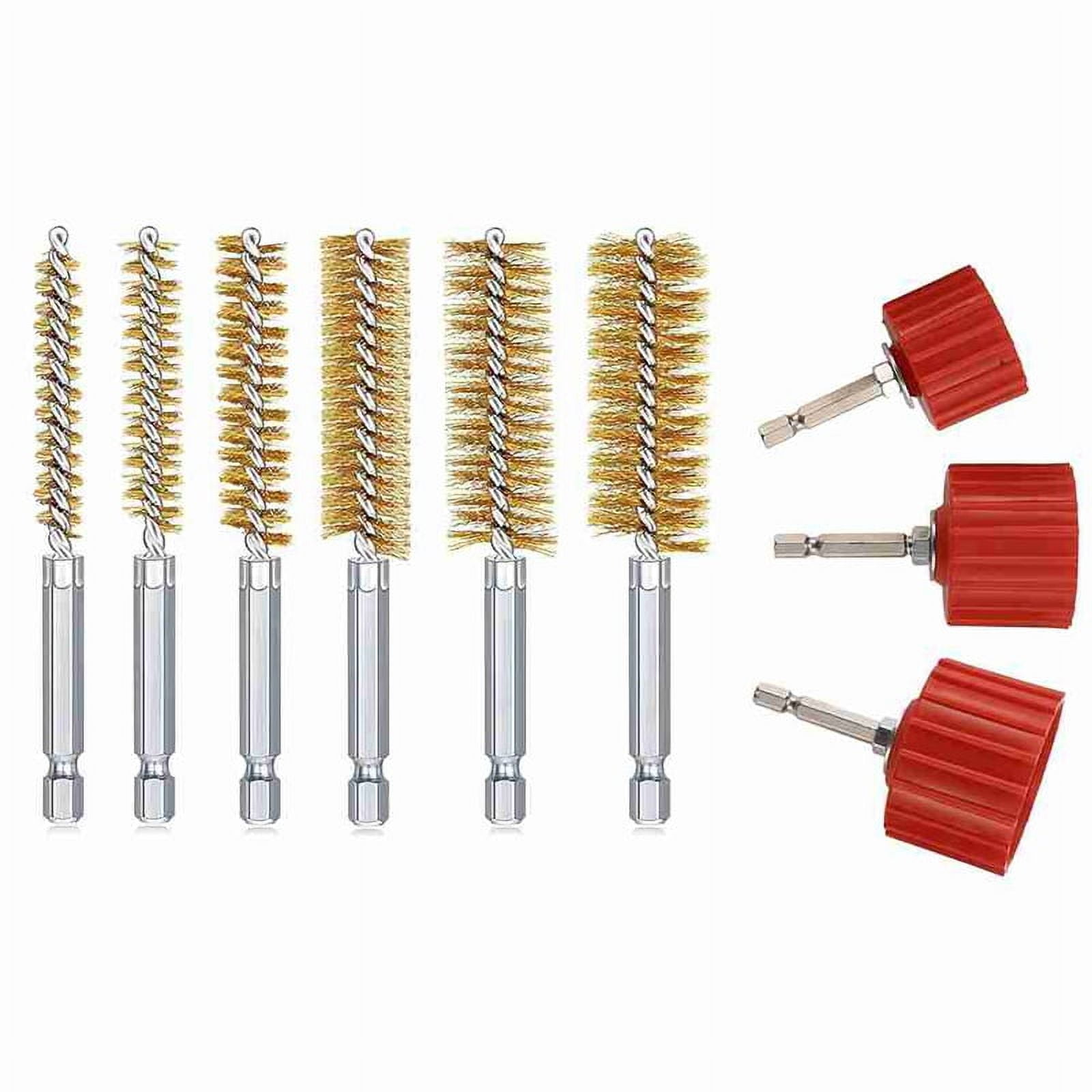 9 Piece 1/2 Inch 3/4 1 Copper Pipe Cleaner for Power Drill, Tube Cleaning Brush,with Wire Bore ...