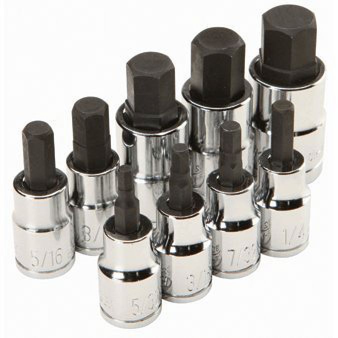 9 Piece 3/8" And 1/2" Drive SAE Hex Bit Socket Set - Walmart.com