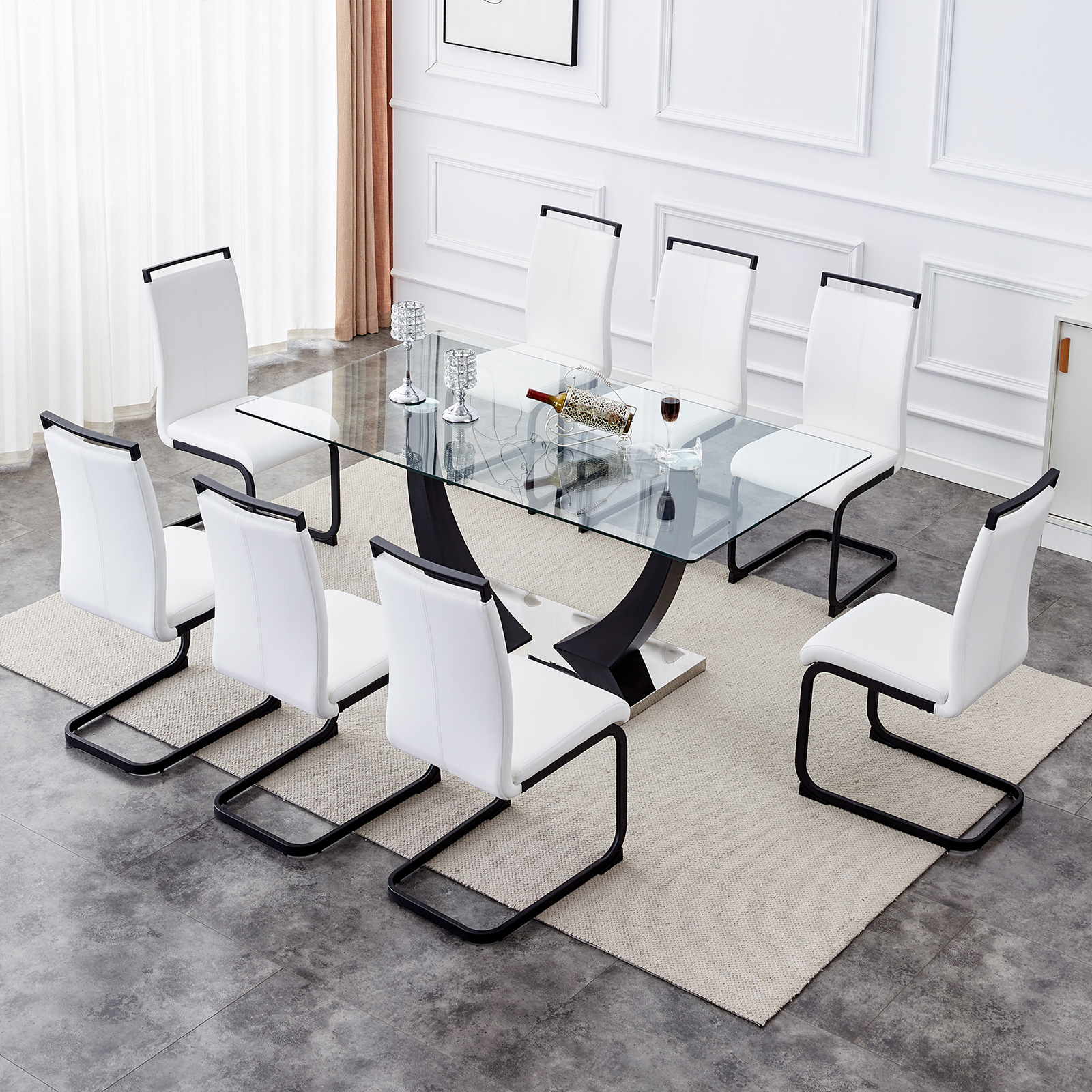 HomeStock 9 Piece Dinette Set Includes A Rectangle Dining Table With ...