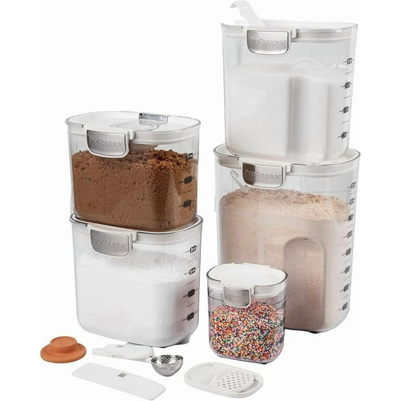 9-Piece Airtight Food Storage Container Set – Clear Plastic Flour and ...