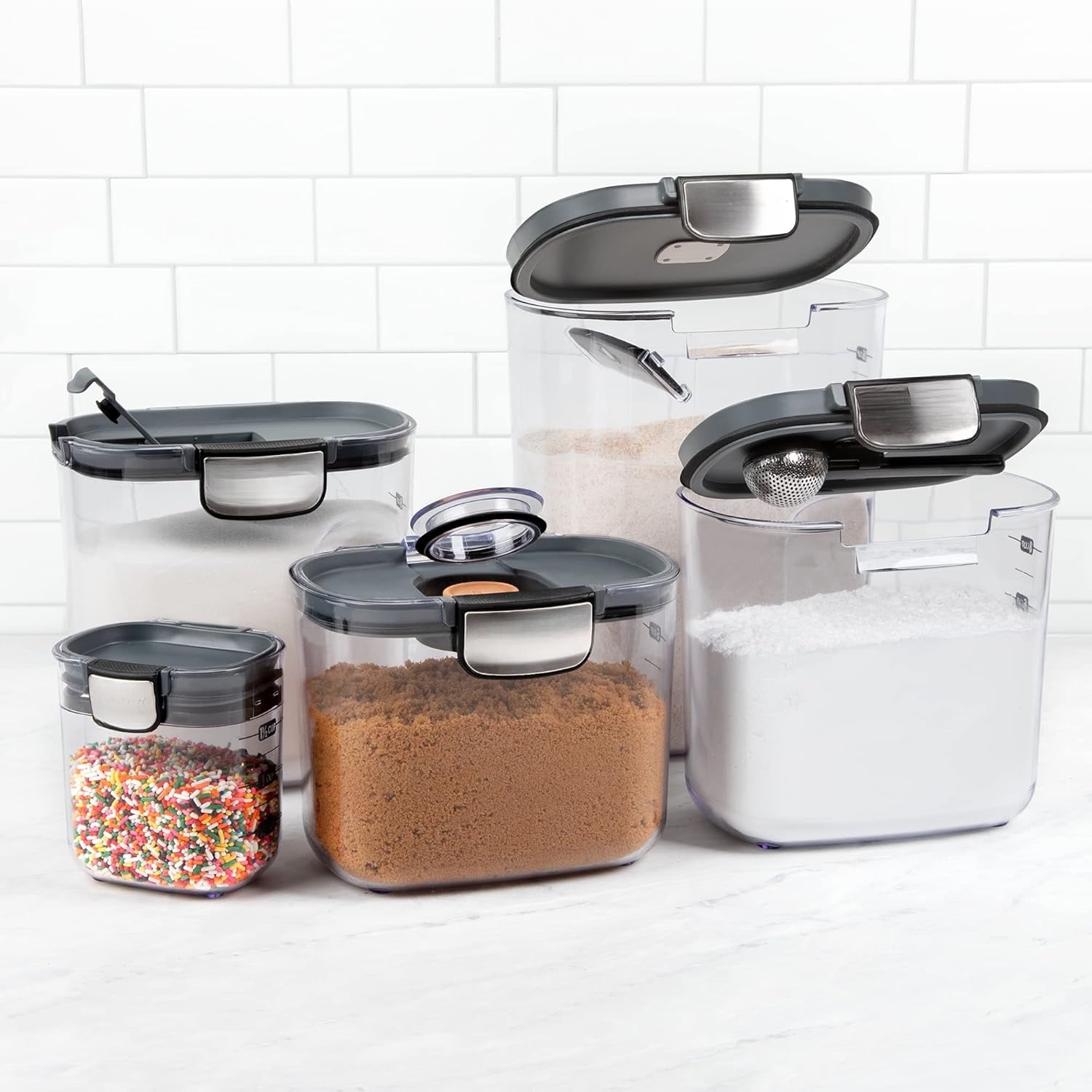 9-Piece Airtight Food Storage Container Set – Clear Plastic Flour and ...