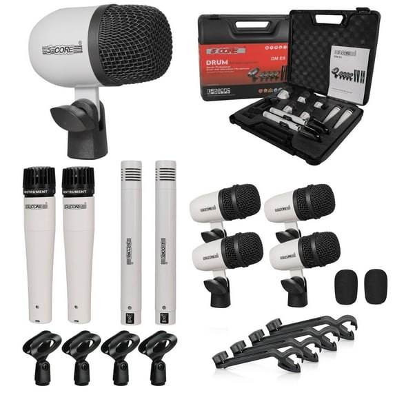 9-Piece All-Metal Drum Microphone Kit with Case, Professional Wired ...