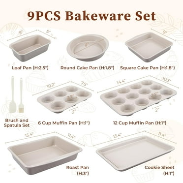 NutriChef 6-Piece Nonstick Bakeware Set Carbon Steel Baking Tray W ...