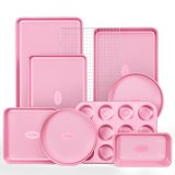 HONGBAKE 9-Piece Baking Pans Set Nonstick, Stackable Non Toxic Bakeware ...