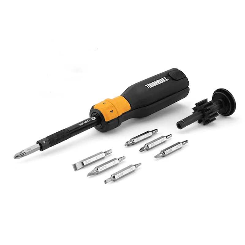 9-Piece Bi-material Handle Ratcheting Assorted Multi-bit Screwdriver ...
