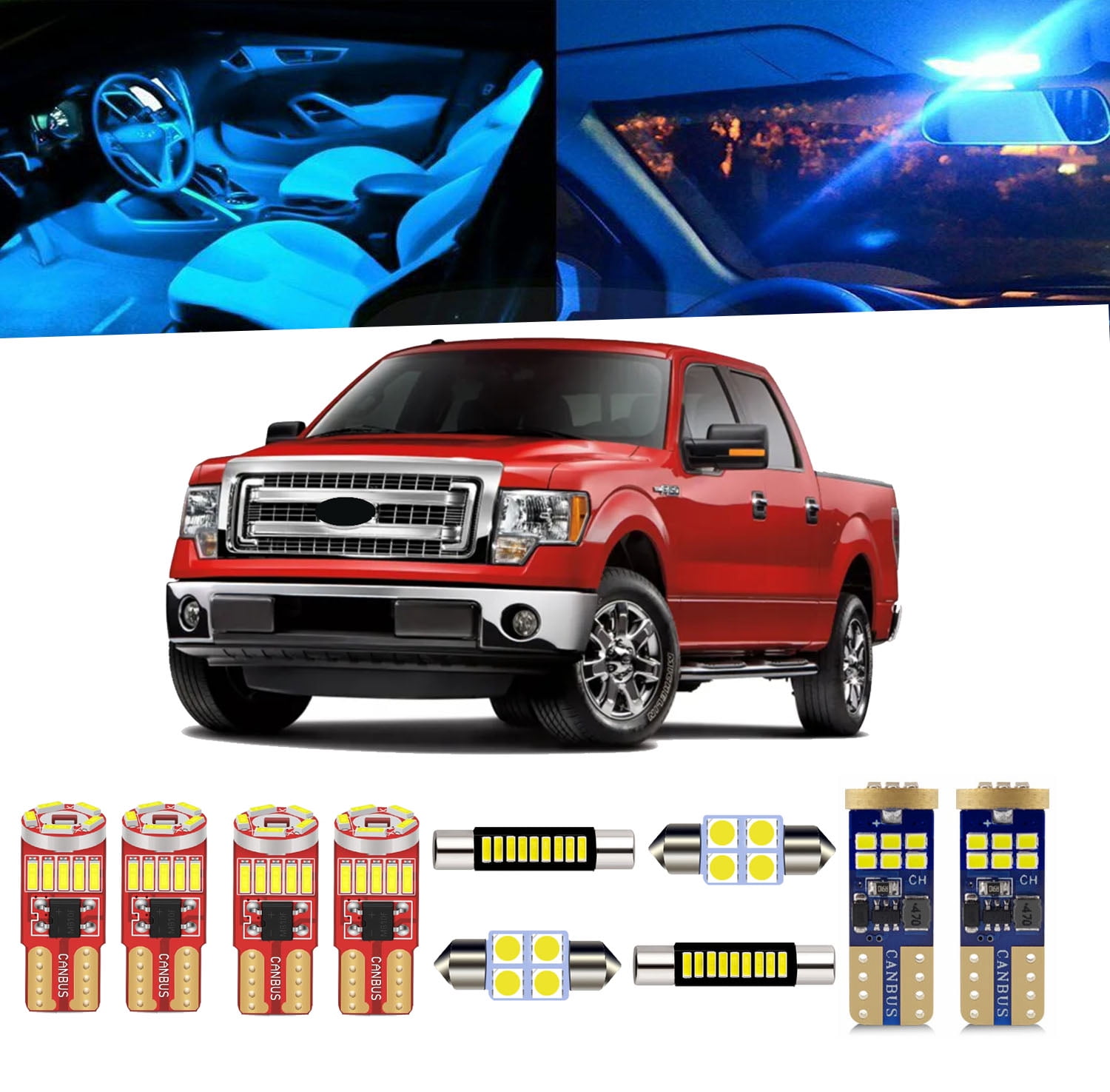 9 Piece Car Interior LED Lights Kit for Ford F-150 2009-2014 Dome Map ...