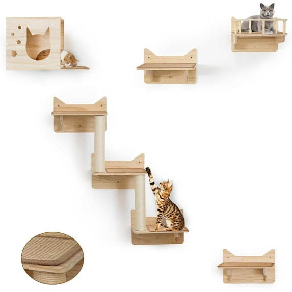 9-Piece Cat Wall Shelves and Perches for Wall House Lookout Tower 2 ...