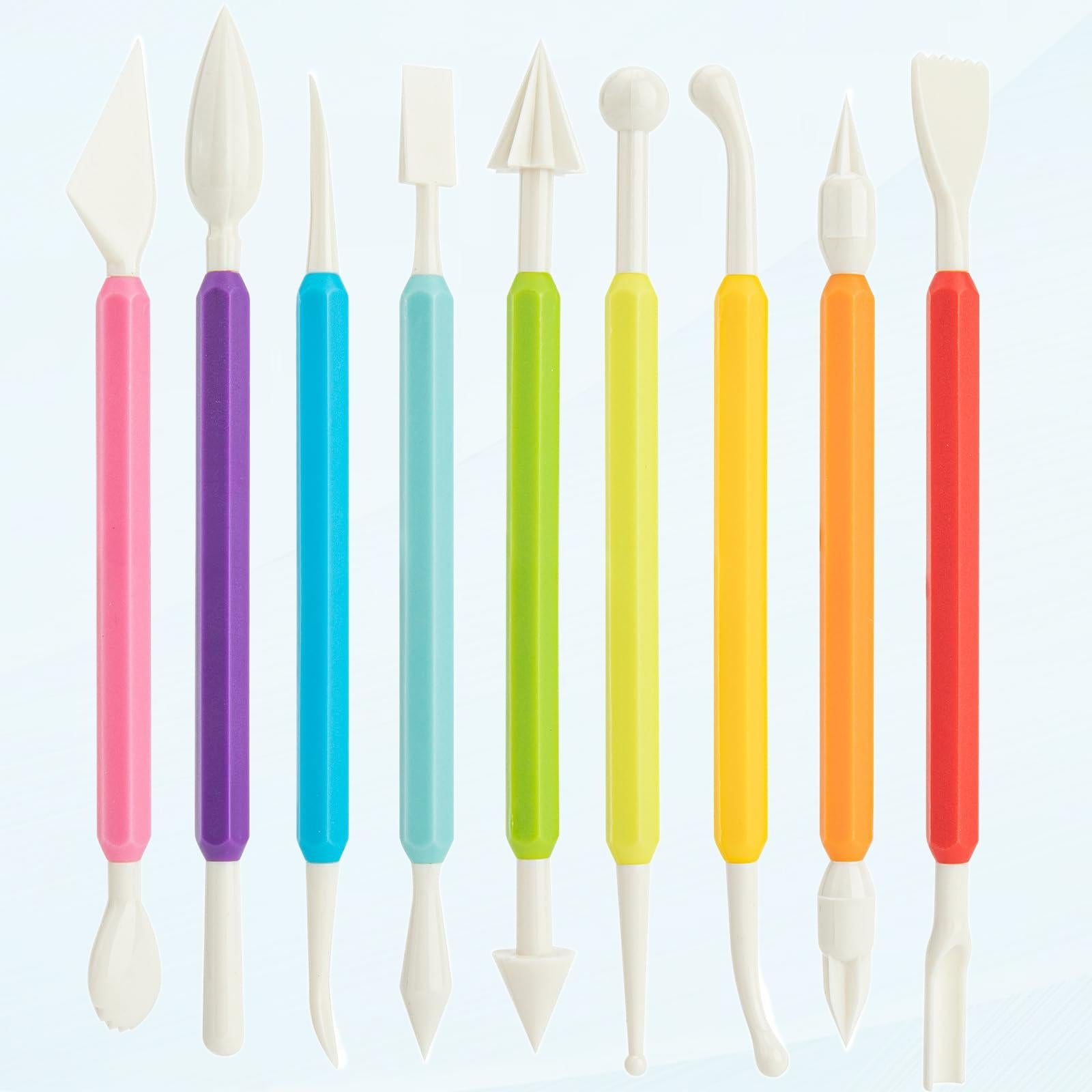 9 Piece Clay Tools for Kids and Adults, Plastic Air Dry Clay Tool Set, Double-Ended Clay ...