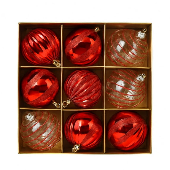 9-Piece Clear Christmas Ornament Balls Set, Shatterproof Plastic ...