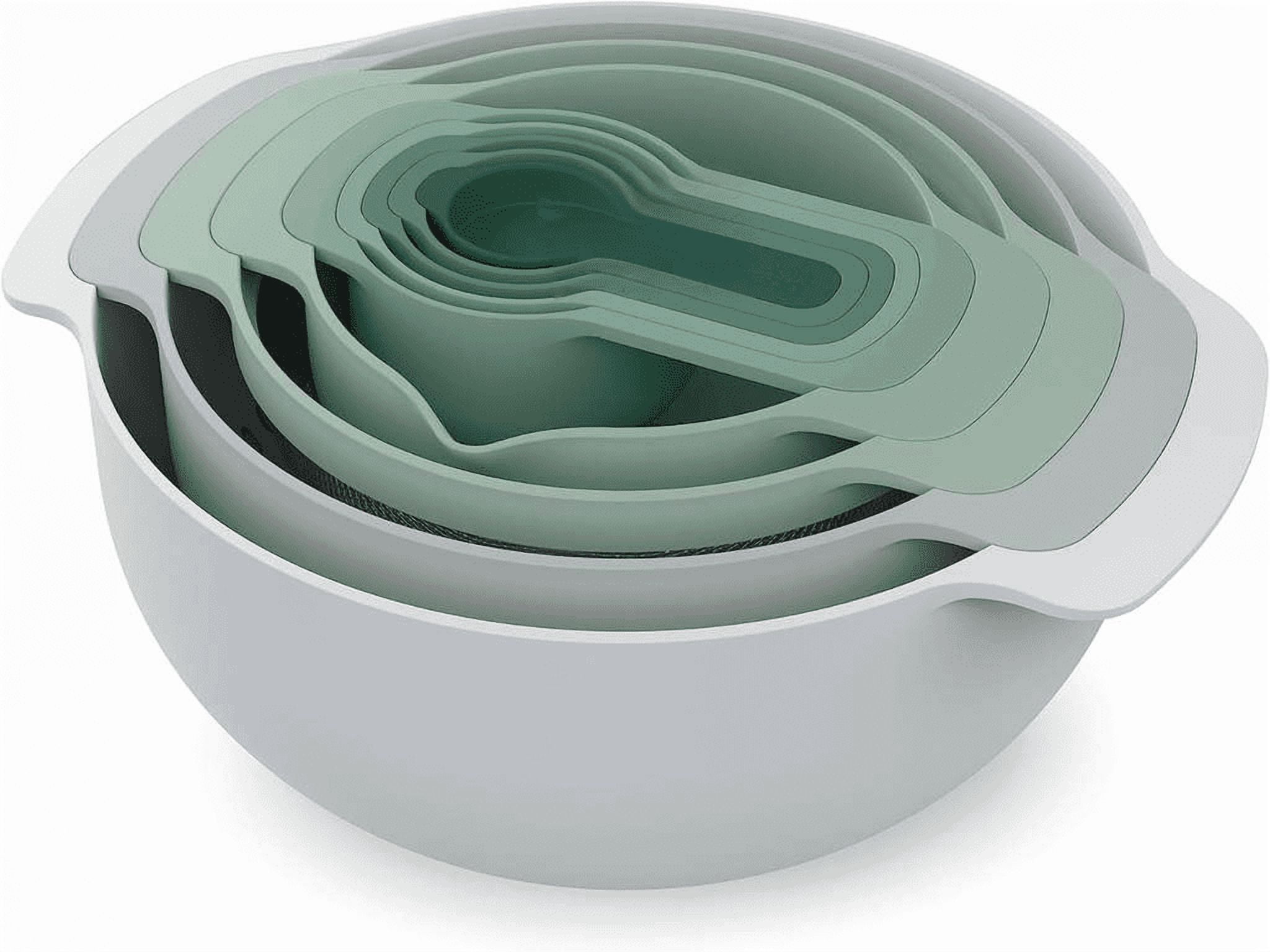 9 Piece Compact Food Preparation Set with Mixing Bowls Measuring Cups ...