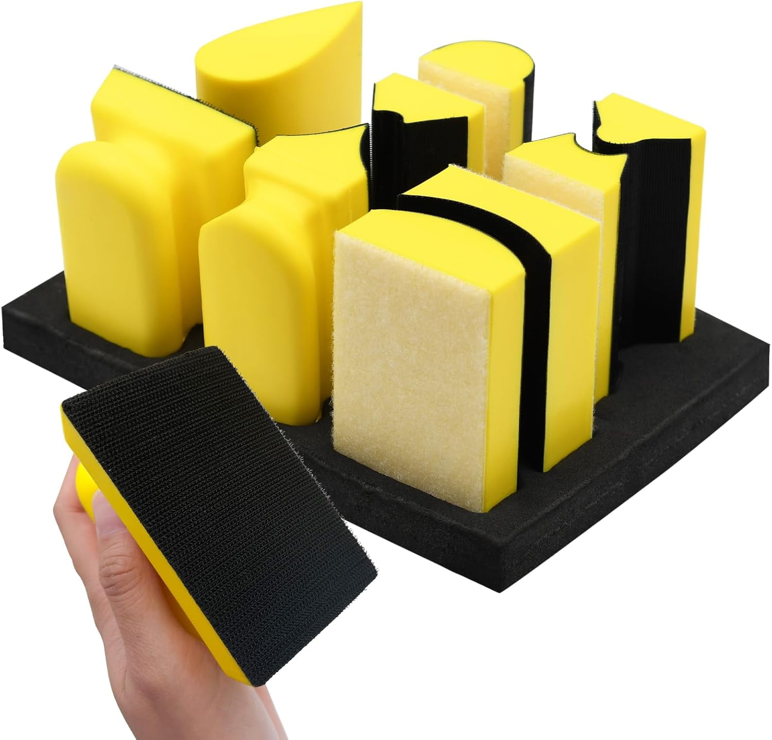 9-Piece Contoured Profile Hand Sanding Block Set, Hook and Loop Foam ...