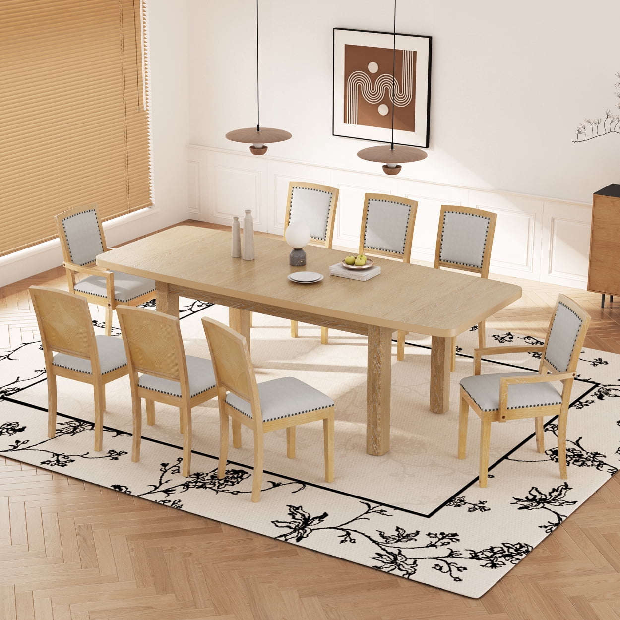9-Piece Dining Table Set for 8-10 People, 84" Extendable Kitchen Table ...
