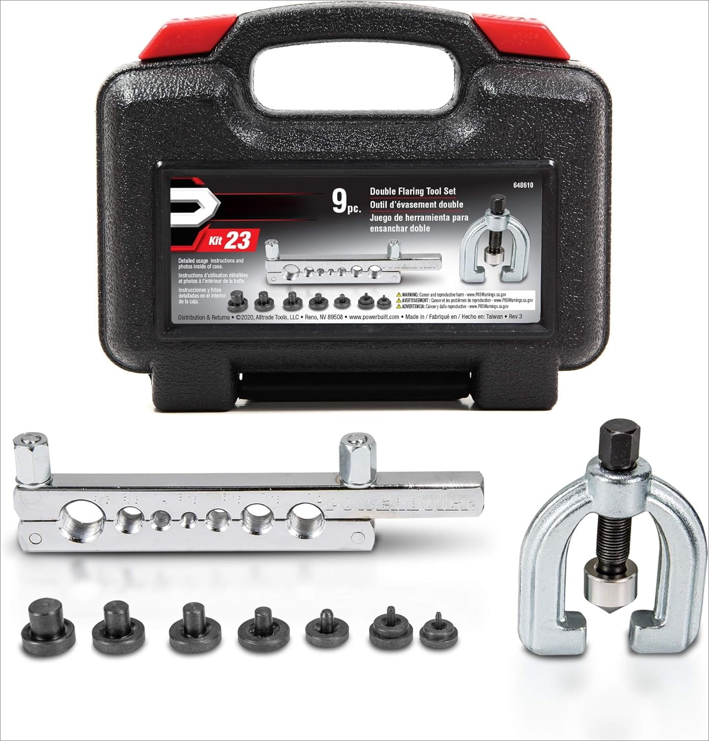 9 Piece Double Flaring Tool Set, Use on Copper, Aluminum, Soft Steel ...