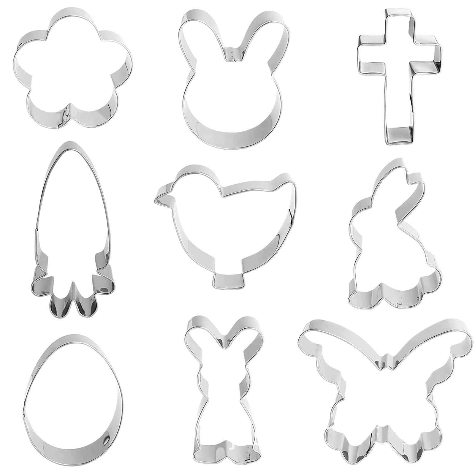 9-Piece Easter Cookie Cutter Set - Stainless Steel Baking Molds for ...