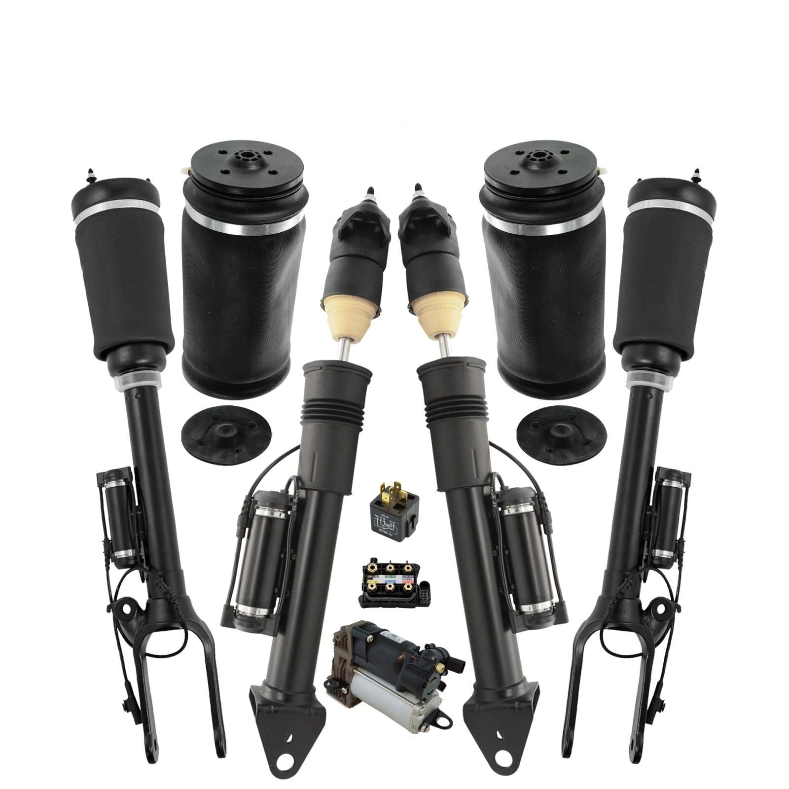 9 Piece Front Rear for Air Suspension Kit Valve Block Compressor Shocks ...