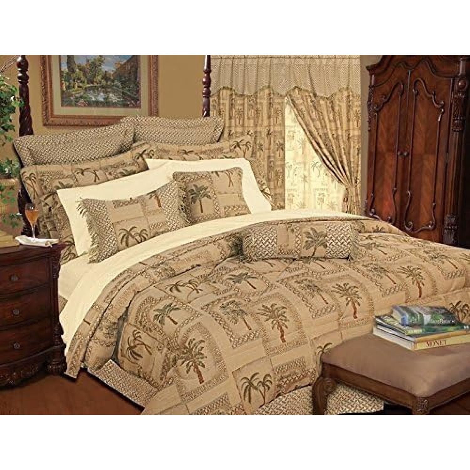 9 Piece Full Tapestry Palm Bedding Comforter Set - Walmart.com