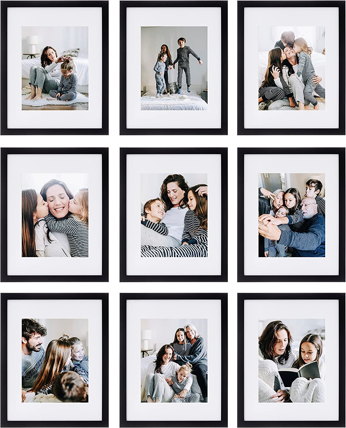 9 Piece Gallery Wall Frame Set, 11x14 in. matted to 8x10 in. (Matte ...