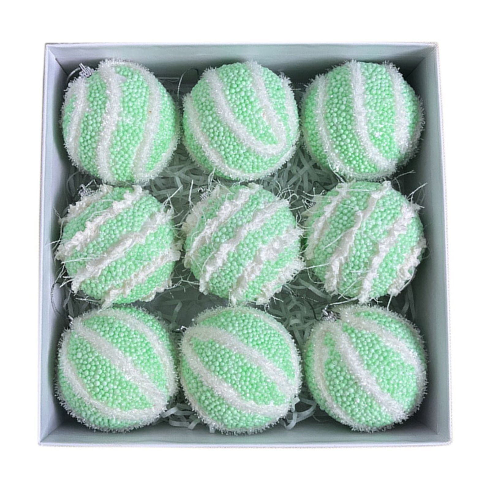 9-Piece Gift Boxed Macaron Christmas Balls - Plastic Hanging Ornaments ...