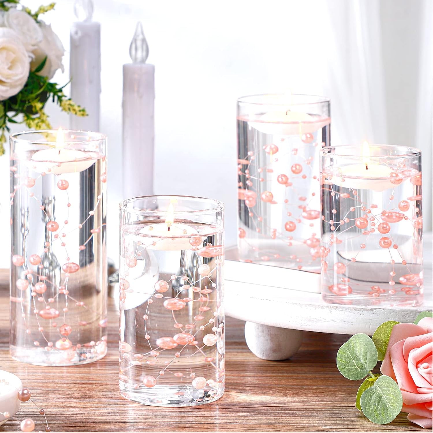 9 Piece Glass Cylinder Vases Set for Centerpieces, Multiple Size Clear ...