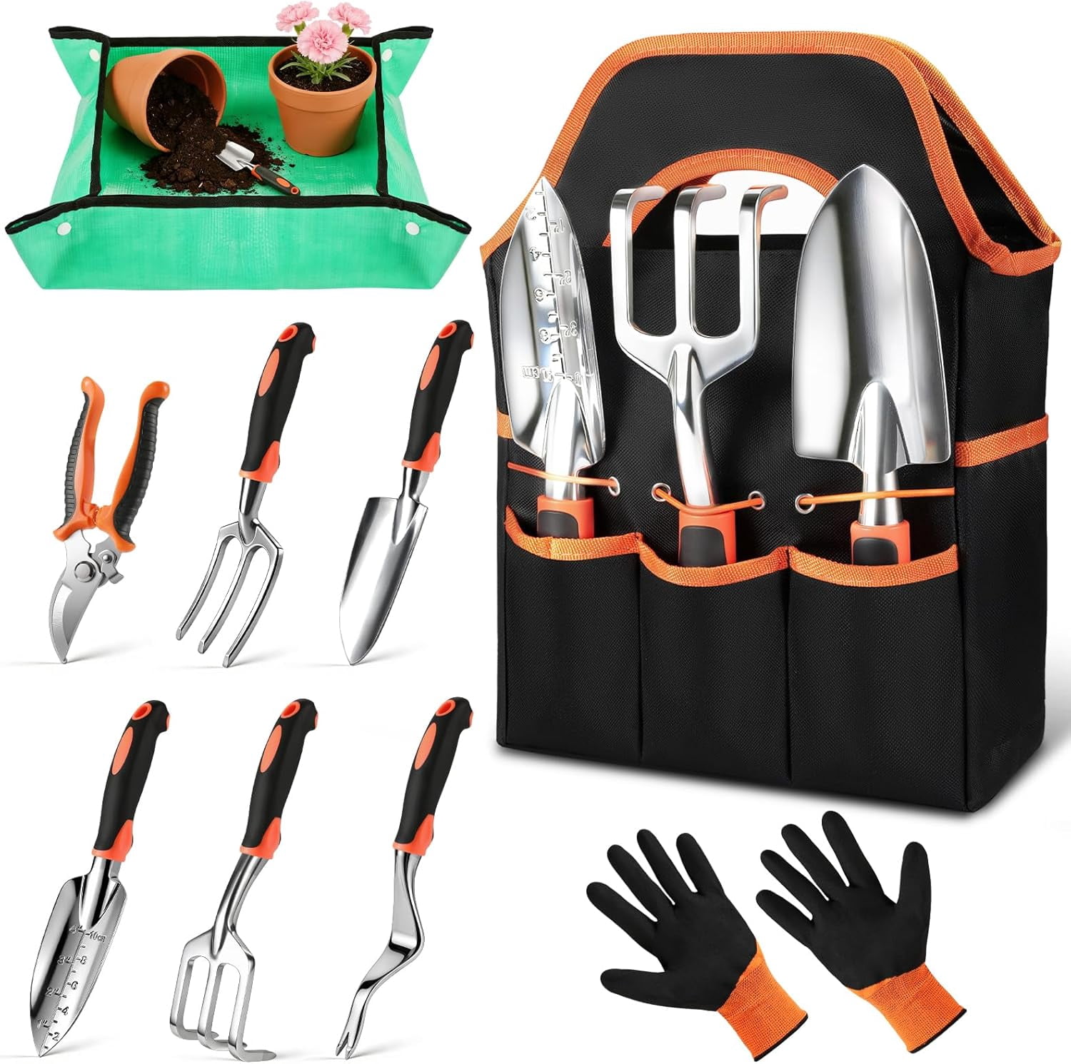 9-Piece Heavy Duty Gardening Tools Set – Stainless Steel Rust-Resistant ...