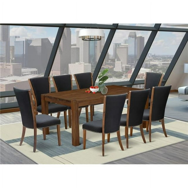 9 Piece Lismore Dinette Set - Sand Blasting Antique Walnut & Black ...