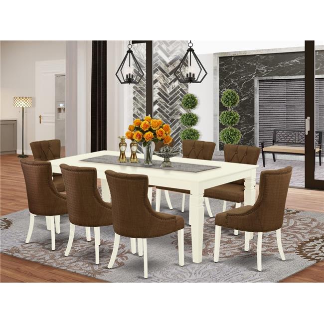 9 Piece Logan Dining Set - Linen White & Dark Coffee - Walmart.com