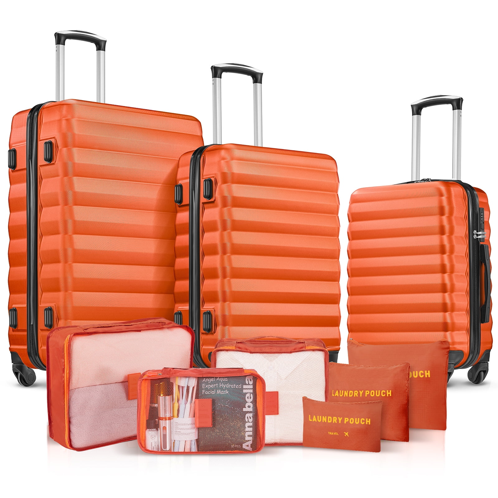 9 Piece Luggage Sets, Hard 20 24 28 inch Luggage with 6 Pieces Organize ...