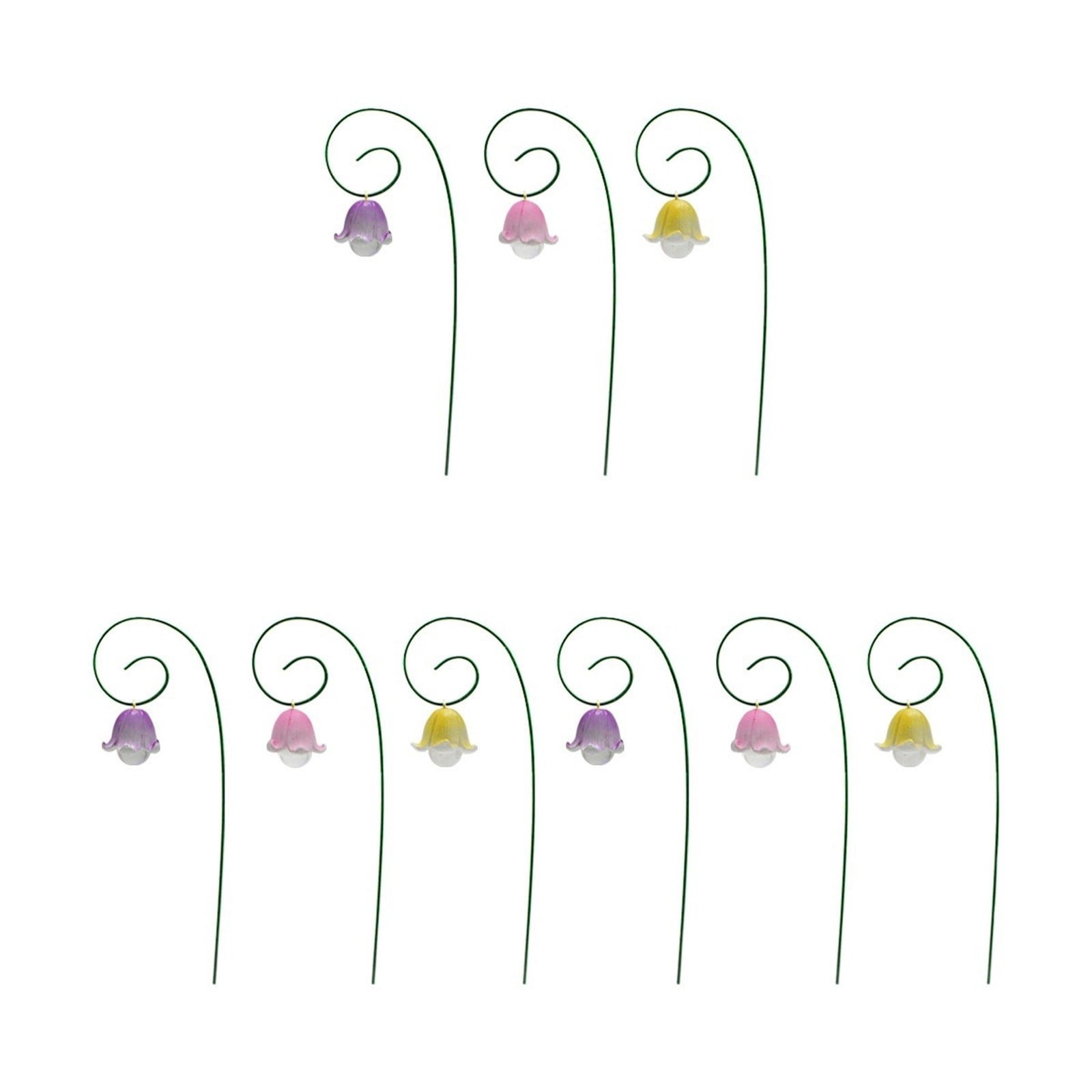 9 Piece Metal Garden Stake Set With Flower And Valley Design For Spring ...