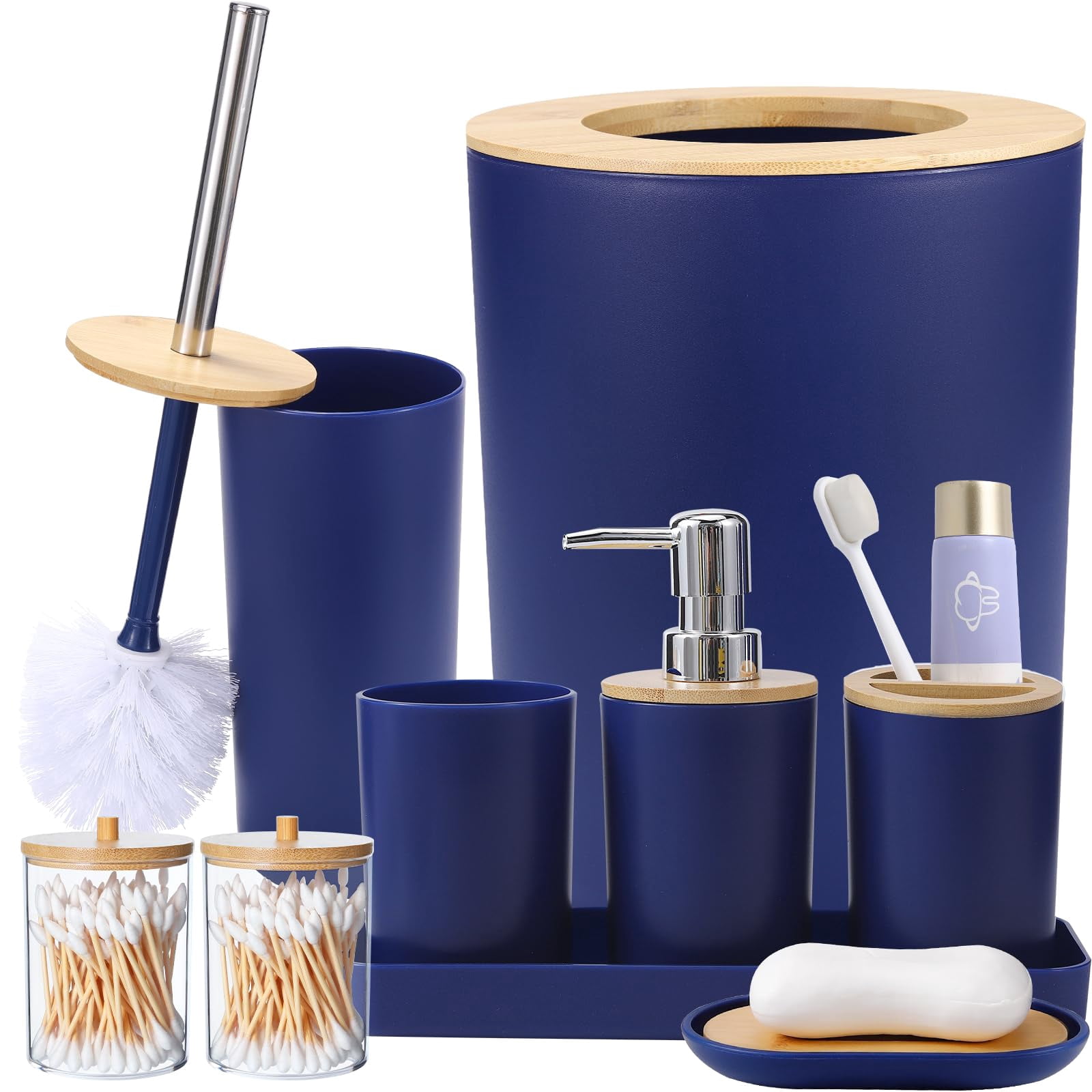 9-Piece Navy Blue Bathroom Accessory Set - Walmart.com