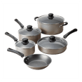 9-Piece Non-Stick Cookware Set, Champagne - Pots and Pans Set with Lids ...