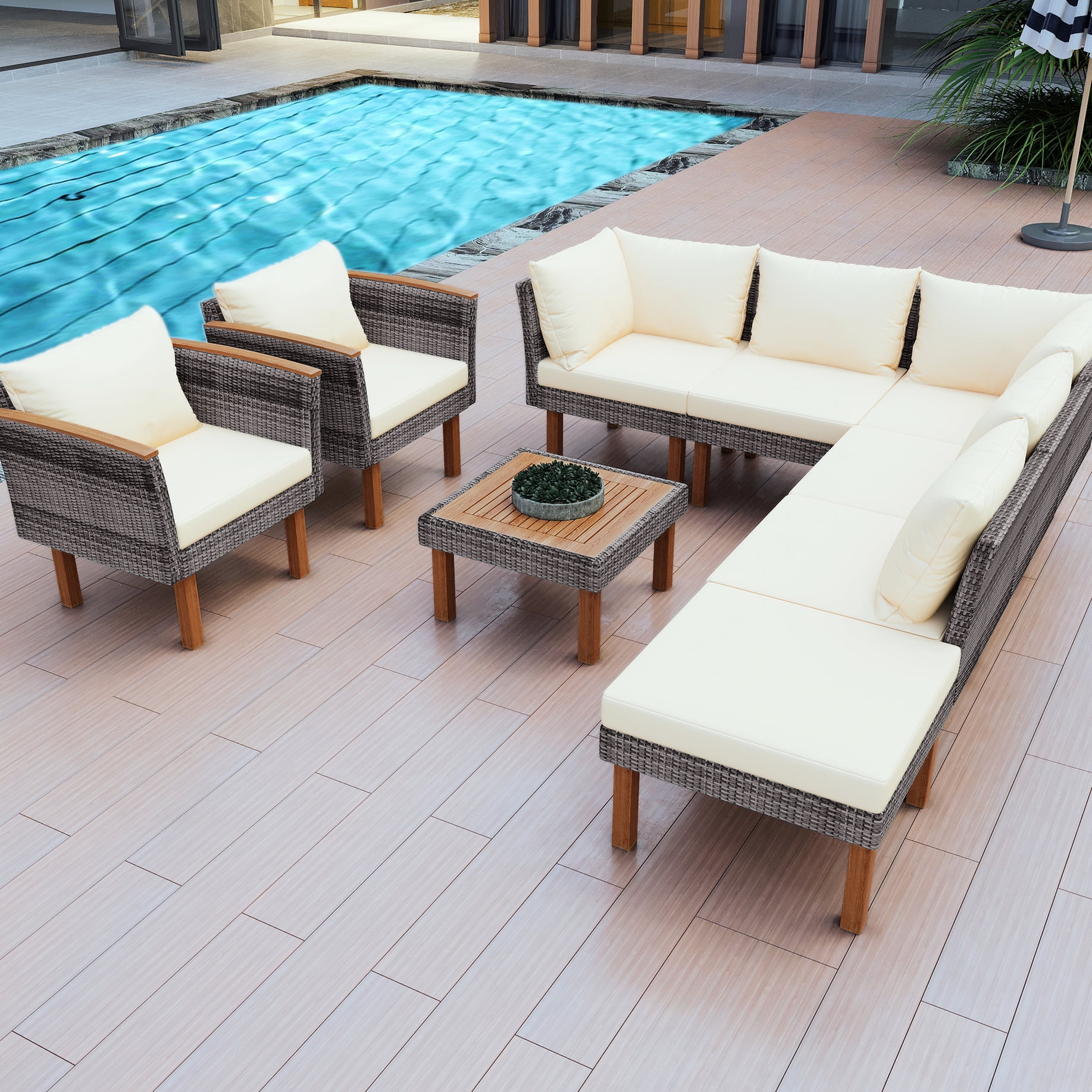 9-Piece Outdoor Conversation Set | Ergonomic Design | Easy-to-Clean ...