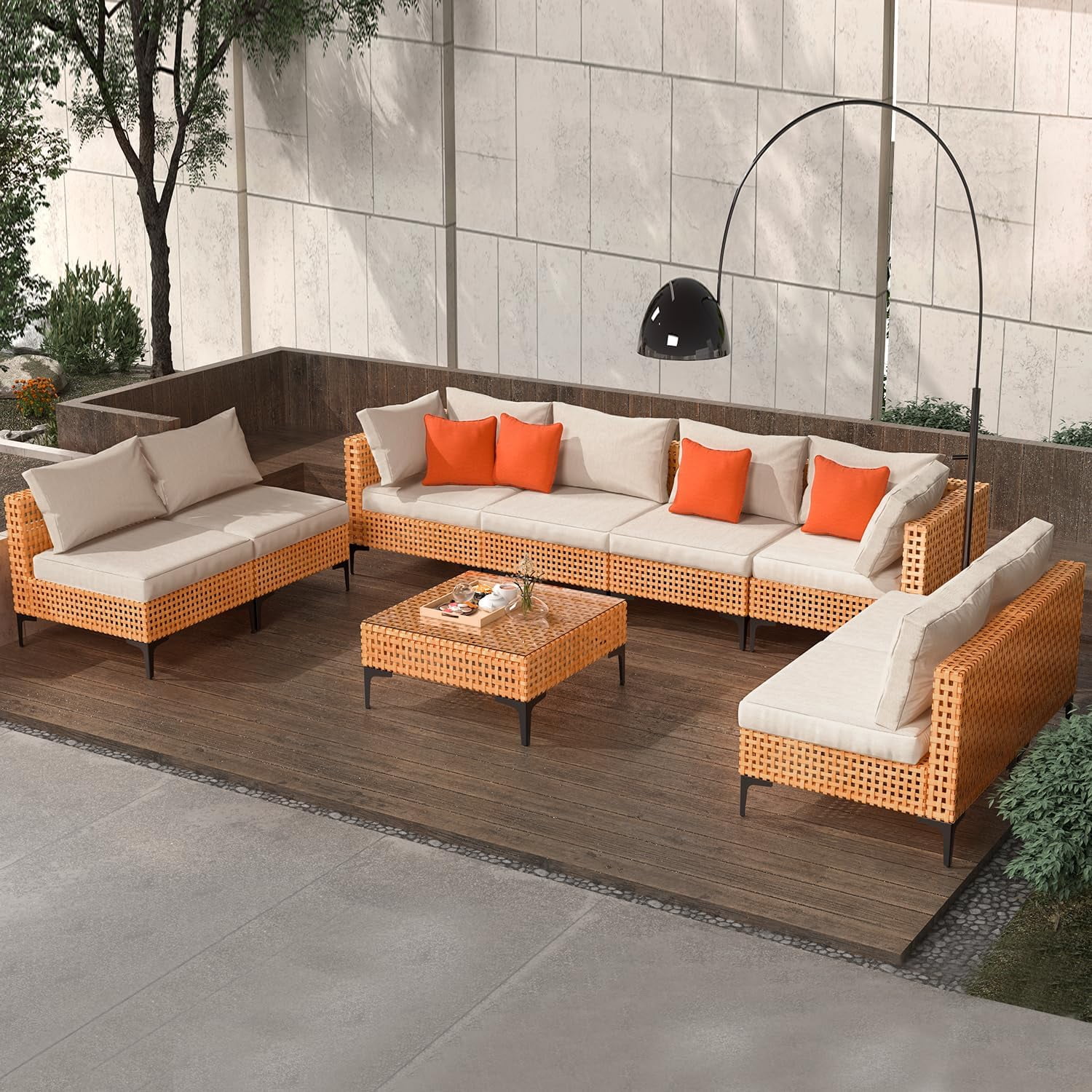 9 Piece Outdoor Patio Furniture Set Modular Outdoor Furniture Set ...