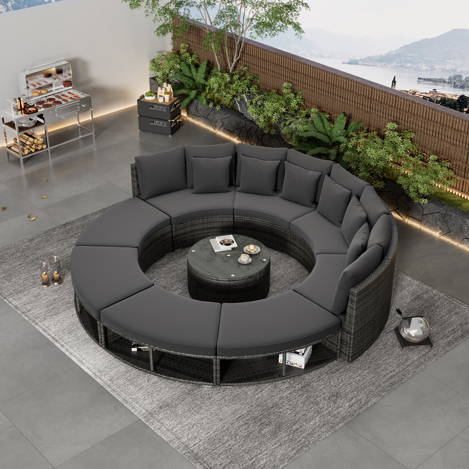Outdoor Sectionals - 9-Piece Hotel Patio Furniture Set - Walmart ...