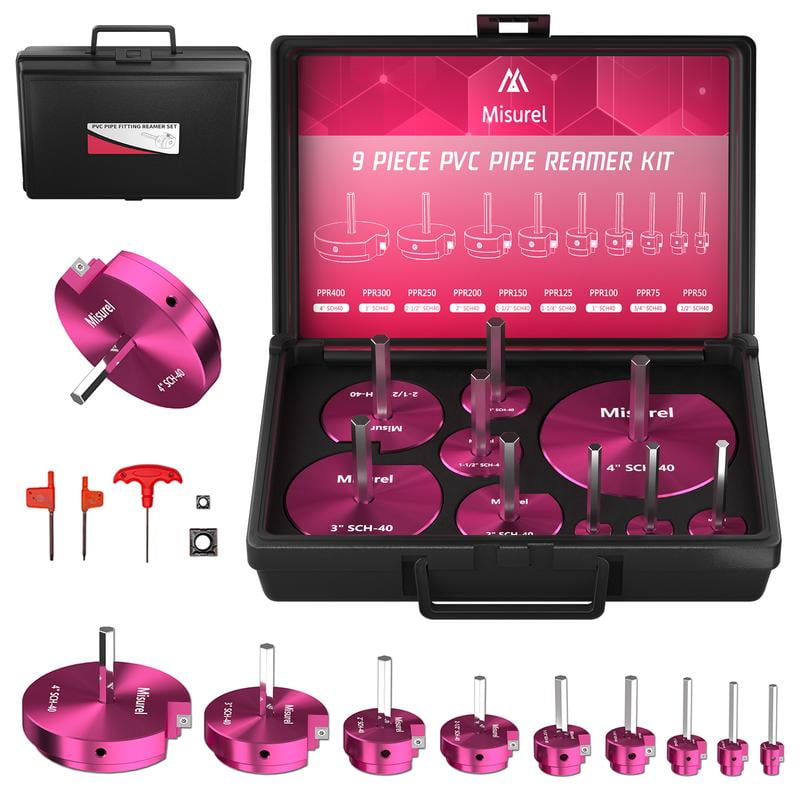 9 Piece PVC Pipe Reamer Kit ,PVC Socket Saver, Fitting Saver for SCH40 ...