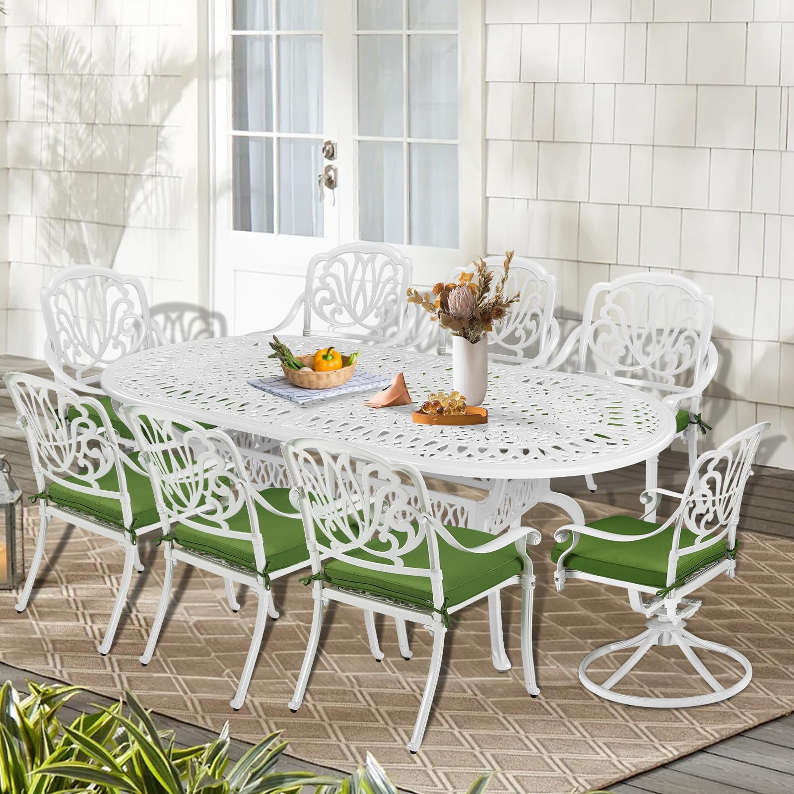 9-Piece Patio Cast Aluminum Dining Set, Outdoor Dining Furniture Set ...