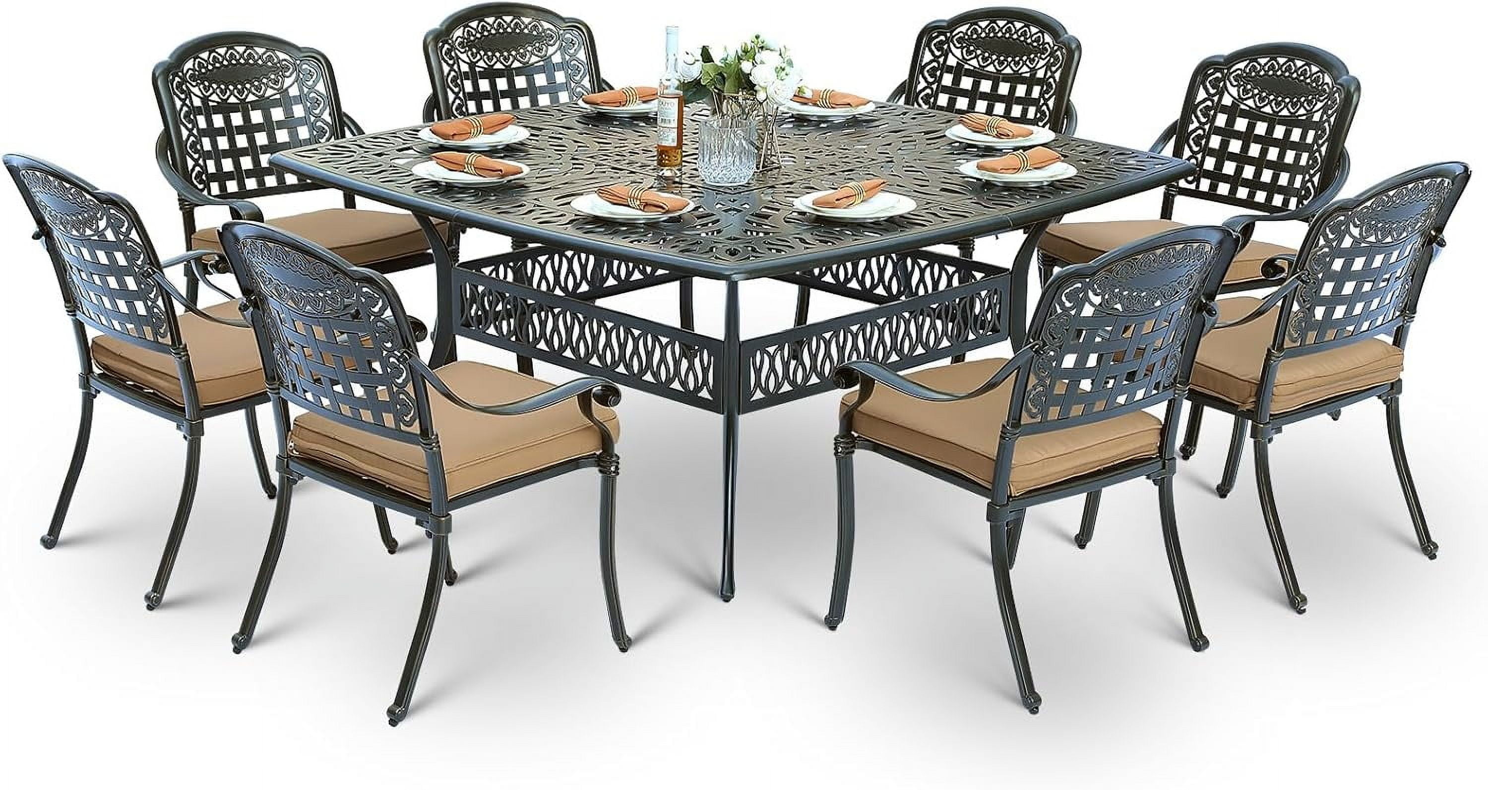 9-Piece Patio Cast Aluminum Dining Set, Outdoor Table and Chairs Set ...