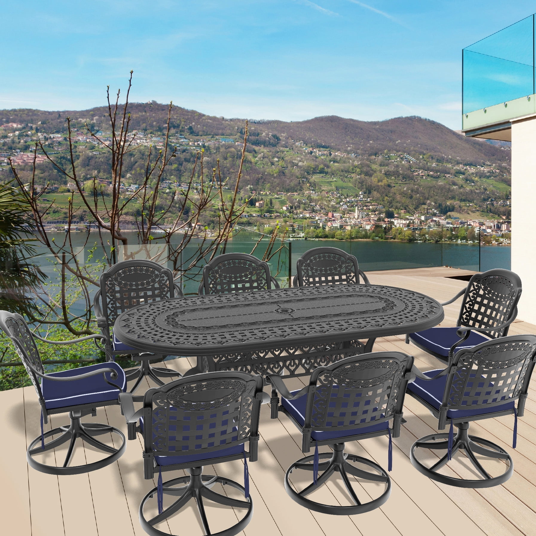 9-Piece Patio Furniture - Rotating Base - Backyard Dining - Excellent ...