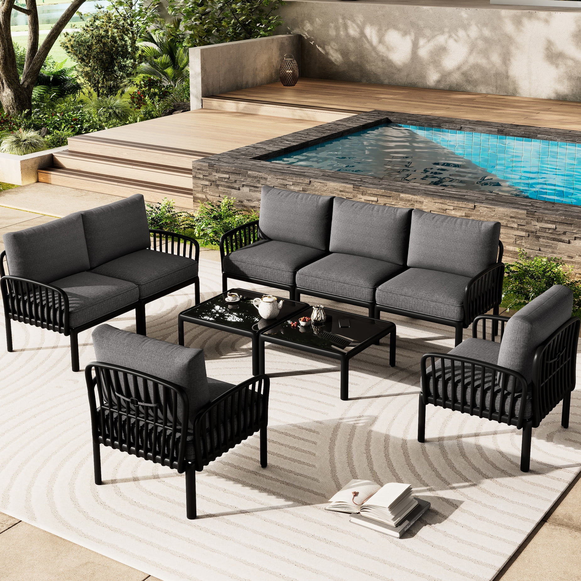 9 Piece Patio Set with Coffee Tables | Adaptable Layout for Different ...