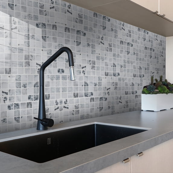9-Piece Peel and Stick Backsplash Tile Stickerin Marble, Adhesive ...