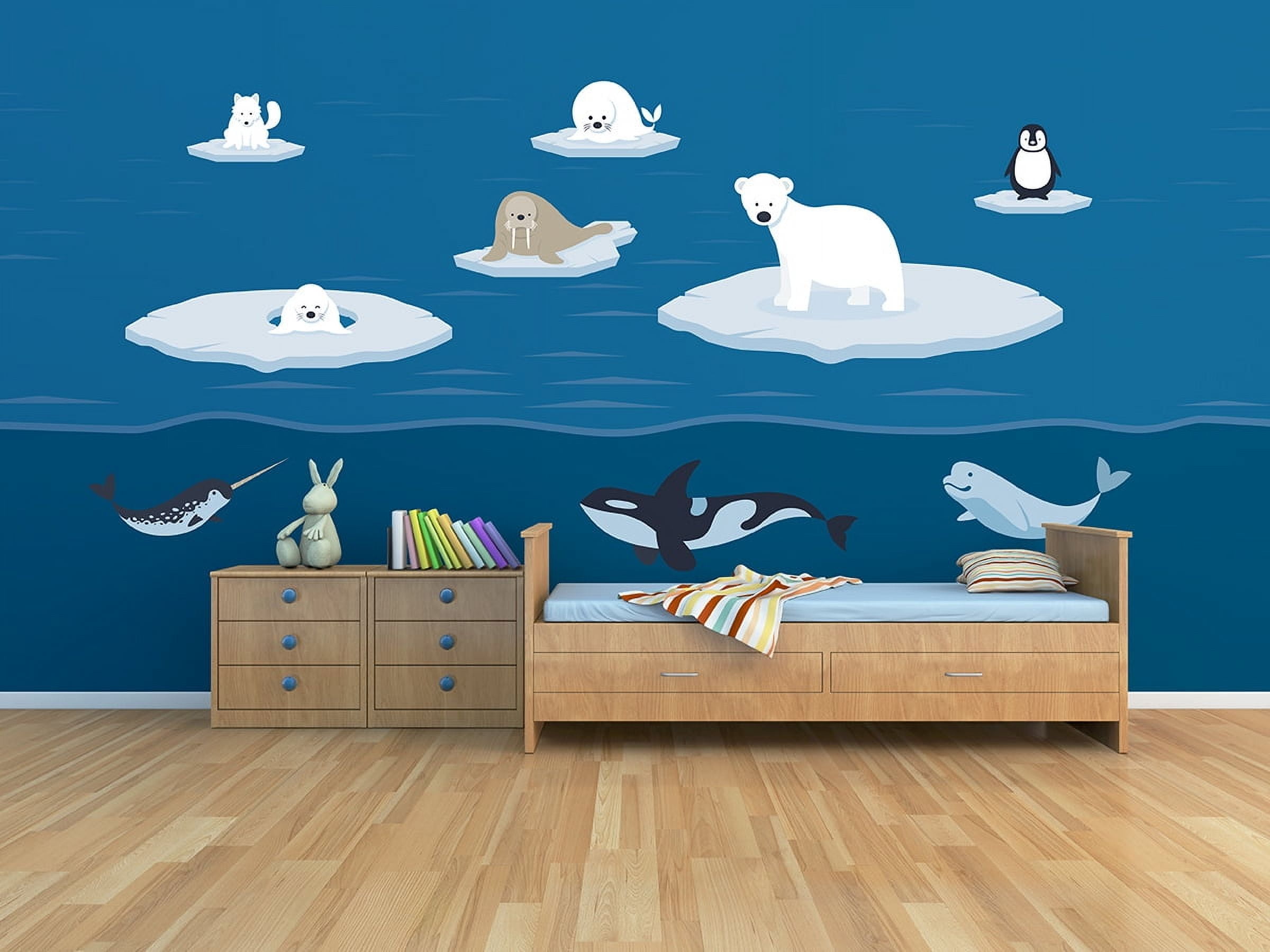 9 Piece Polar Arctic Sea Animals Set Printed Matte Removable Vinyl Wall ...