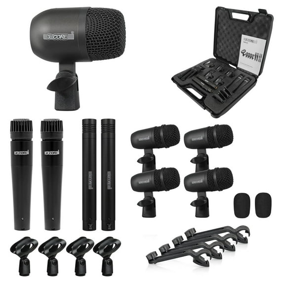9-Piece Professional Drum Microphone Kit with Carry Case, All-Metal ...