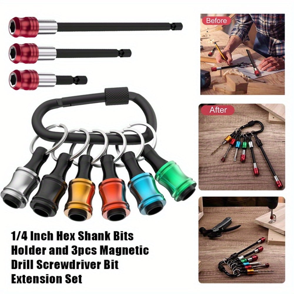 9-Piece Quick-Release Bit Holder & Magnetic Extension Set - 6 Keychains ...